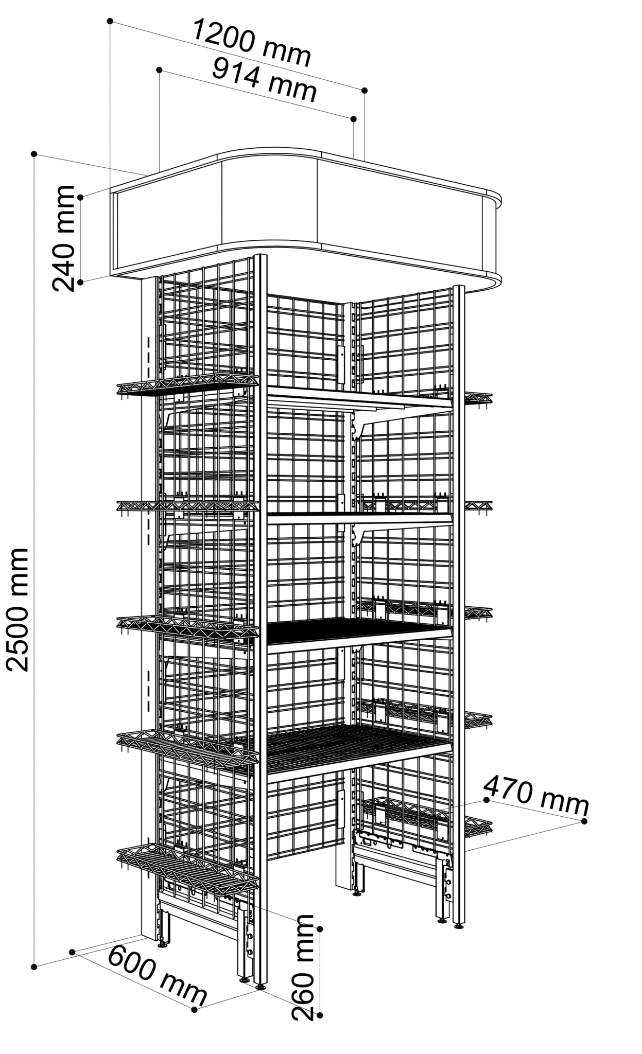 Dense End Bay with Hood - Supermarket Shelving ADP Retail Systems